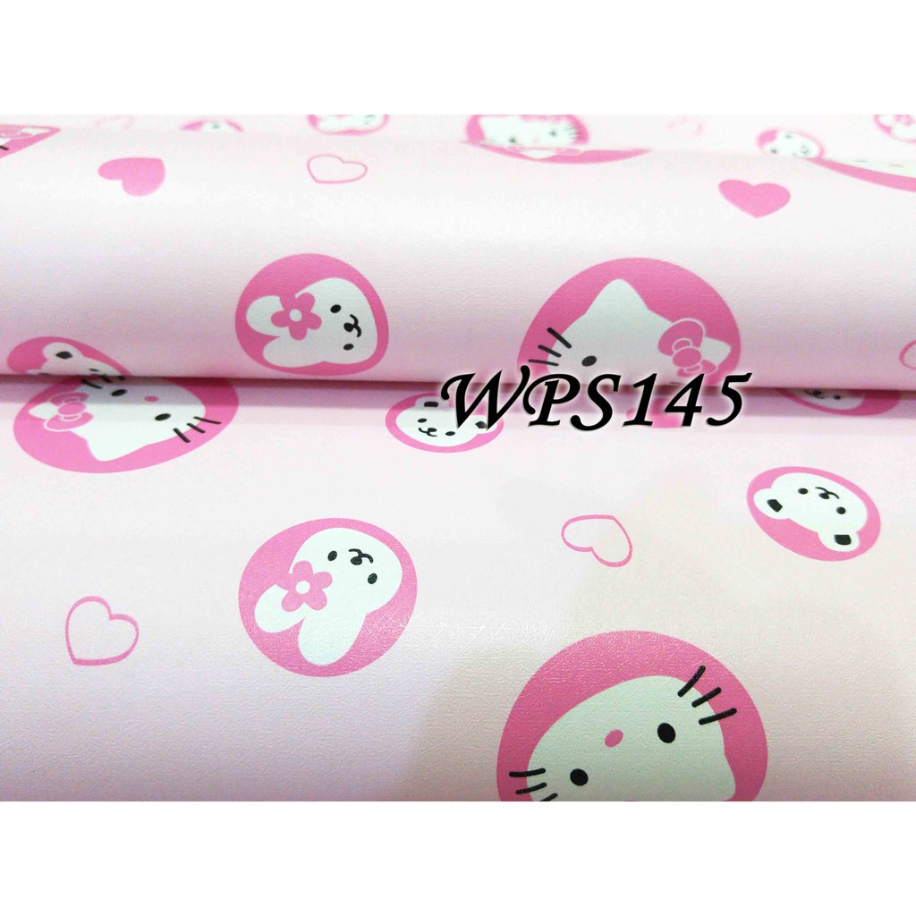 Jual WPS145 HELLO KITTY CIRCLE LOVE WALLPAPER STICKER 45CMX5M STIKER ...