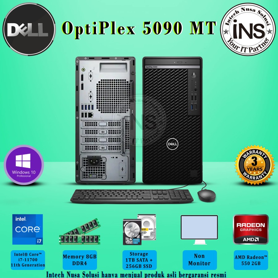 Jual CPU DELL OptiPlex 5090 MT i7-11700 8GB 1TB SATA + 256GB SSD VGA ...
