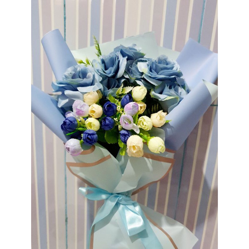 Jual Bucket Bunga Rose Biru Artificial | Shopee Indonesia