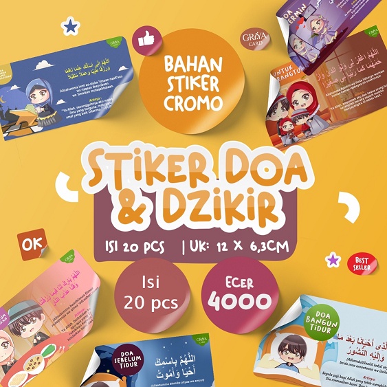 Jual Sticker Doa Sehari-hari | 20 pcs Ukuran 12 x 6,3 cm Bahan Cromo ...