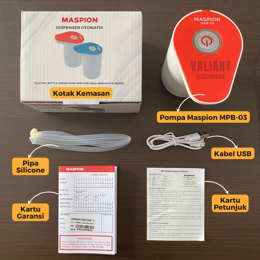 Jual Maspion Pompa Air Galon Elektrik Portable MPB-03 / MPB03 | Shopee ...