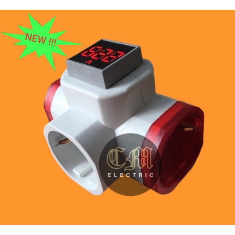 Jual Colokan Cabang 3 Dengan Volt Meter Digital AC | Shopee Indonesia