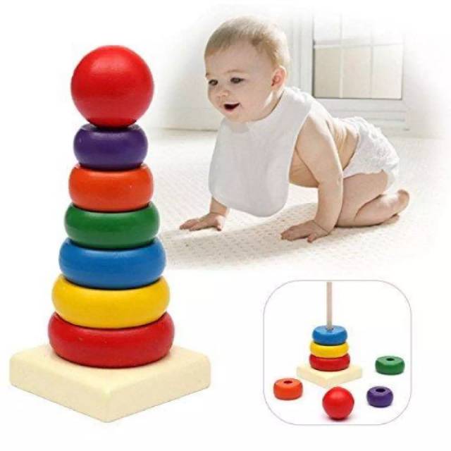 Jual Puzzle kayu ring Rainbow Tower / Menara Pelangi / Menara Ring ...