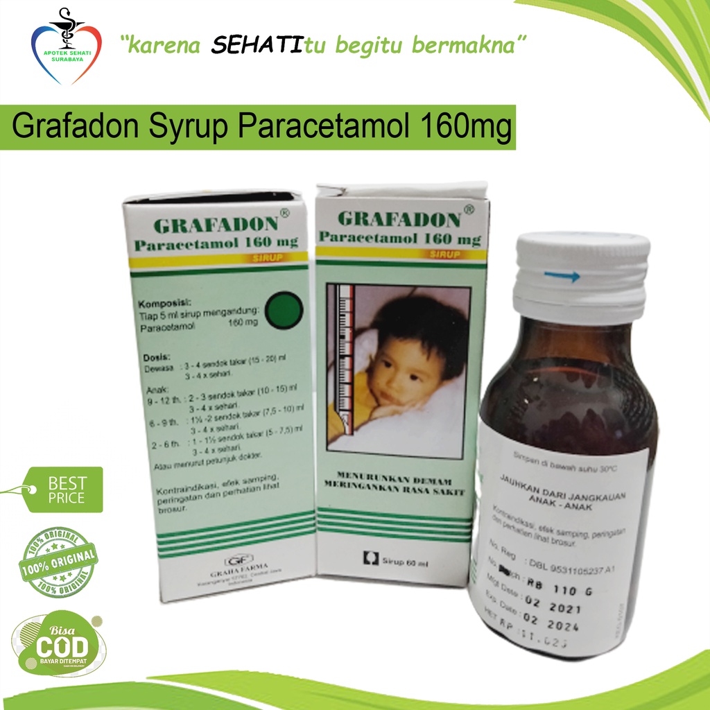 Jual Grafadon Sirup 60ml Obat Penurun Demam Panas Anak Paracetamol ...