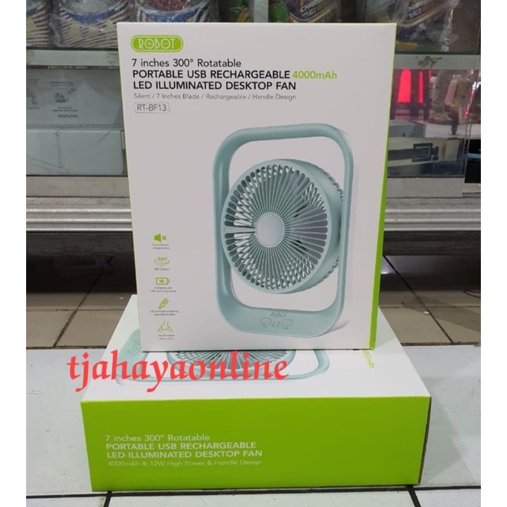Jual Robot RT-BF13 Portable Fan 4000mAh Rotateable Rechargeable LED ORI ...