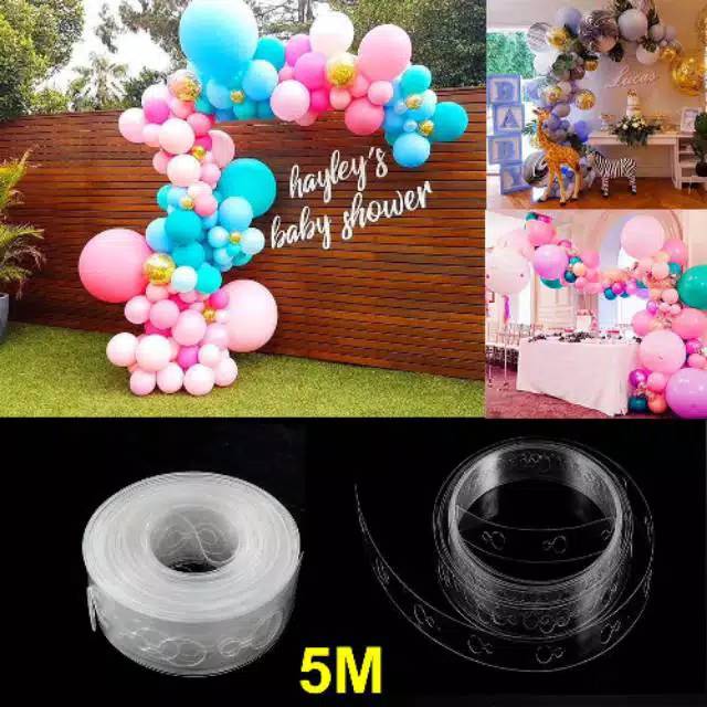 Jual 1 Roll Panjang 5 meter Ballon Chain Tape Strip u/ Dekorasi Balon ...