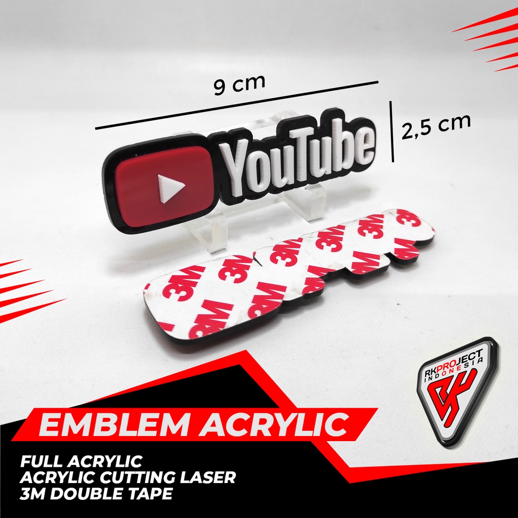 Jual Emblem Timbul YOUTUBE Sticker Akrilik Acrylic Full Solid | Shopee ...