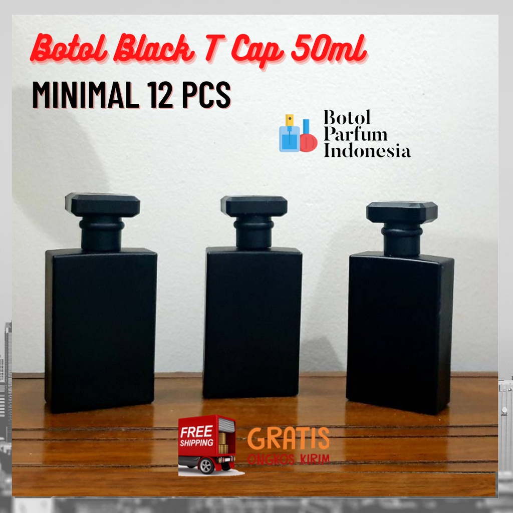 Jual BOTOL PARFUM SPRAY KACA KOSONG 50 ML (PETAK BLACK T CAP - BOTOL ...
