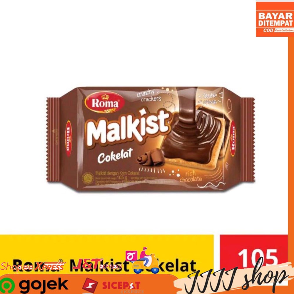 Jual Roma Malkist Cokelat Cemilan Biskuit Snack Cracker Chocolate 105gr ...
