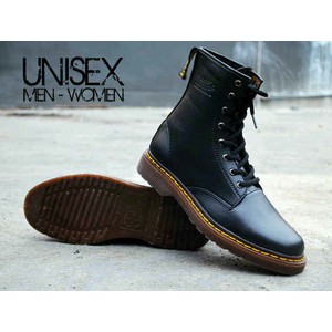Jual sepatu dr martin boots black unisex kulit asli full up handmade ...