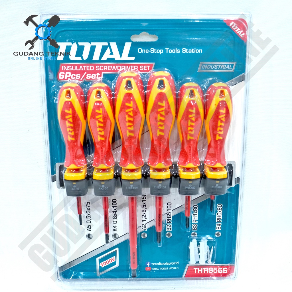 Jual Obeng Plus Minus LISTRIK SET 6Pcs TOTAL THTIS566 / Insulated ...