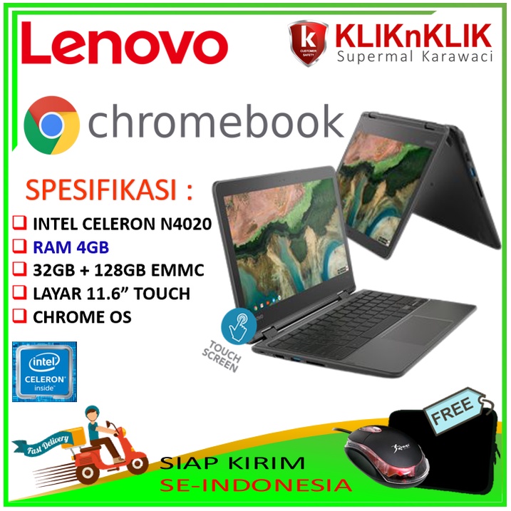 Jual LAPTOP NOTEBOOK CHROMEBOOK LENOVO 300E 2IN1 TOUCH N4020 RAM 4GB ...