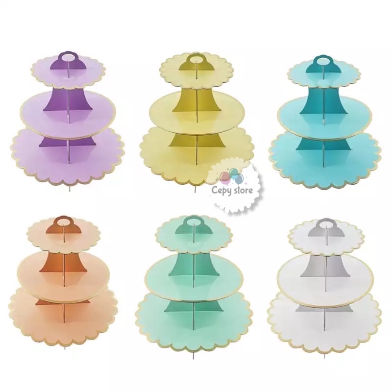Jual Cake Tier / Standing Cake / Tempat Kue Cupcake Stand Polos List Gold | Shopee Indonesia