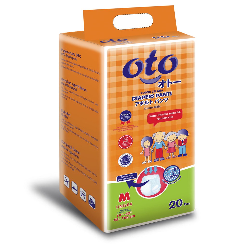 Jual OTO Diapers PANTS / Lampin Popok Dewasa model Celana ukuran M, isi 20 pcs | Shopee Indonesia