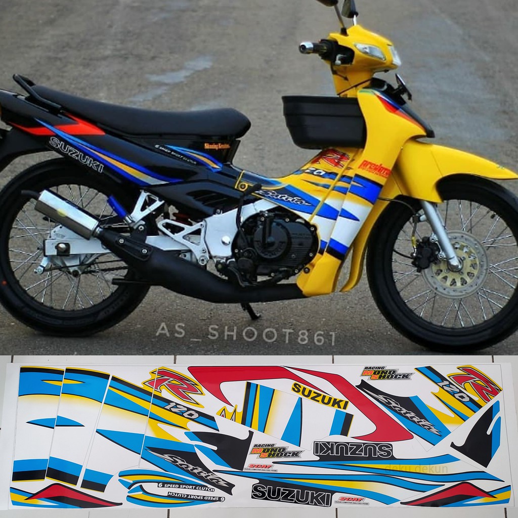 Jual Stiker Striping Satria Lumba 2tak 2004 Kuning Hitam Printing ...