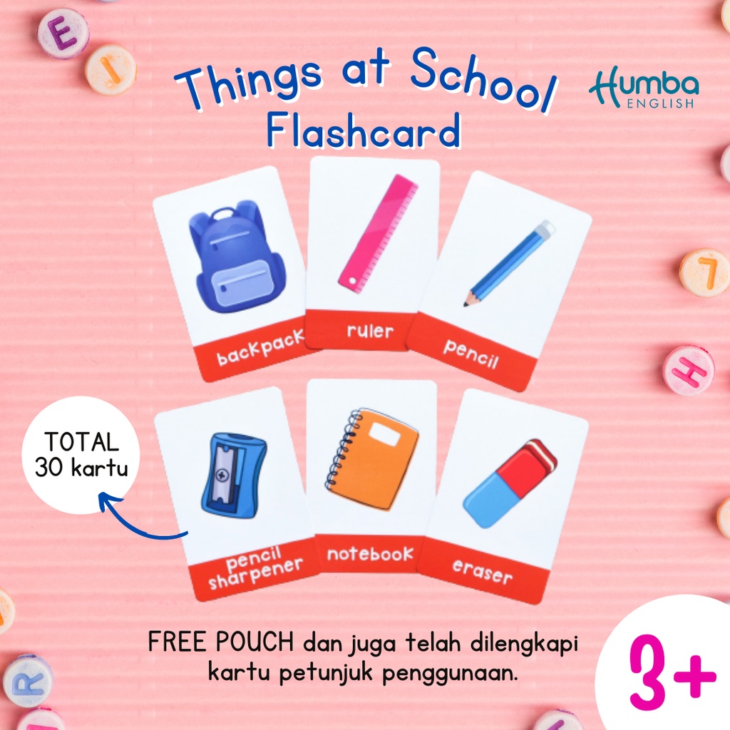 Jual Flashcard Bahasa Inggris Benda di Sekolah Things at School ...
