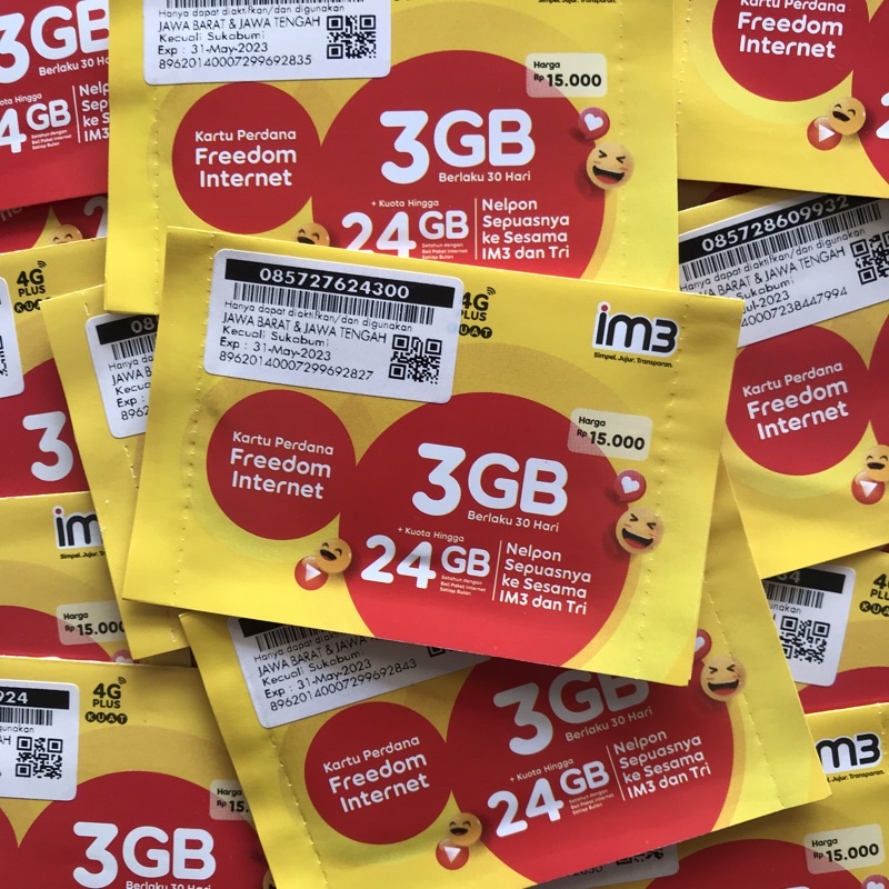 Jual Kartu Perdana Internet Indosat IM3 isi kuota 3GB | Shopee Indonesia