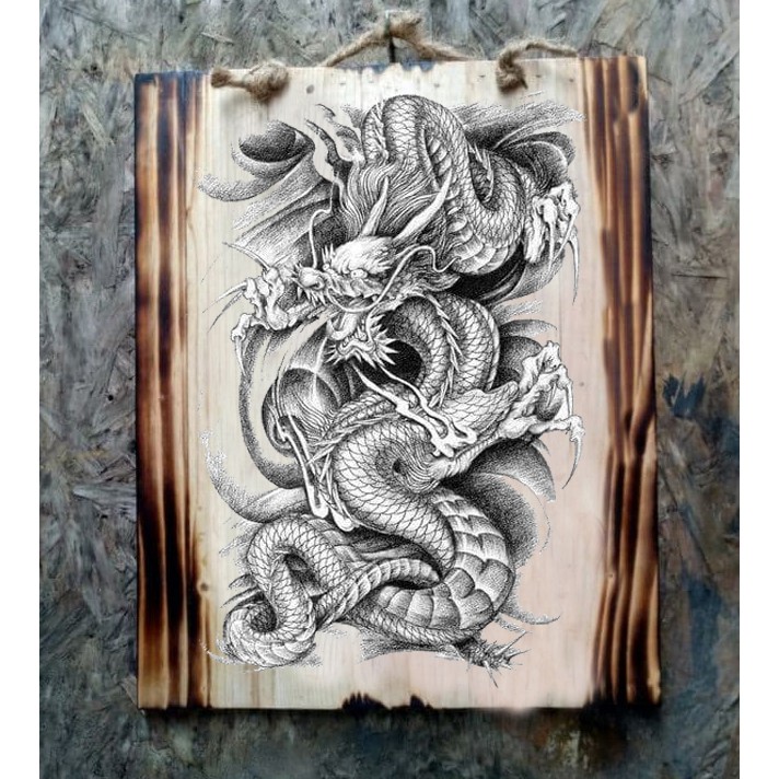 Jual HIASAN DINDING LUKISAN KAYU NAGA DRAGON TATTOO JATIBELANDA BAKAR ...