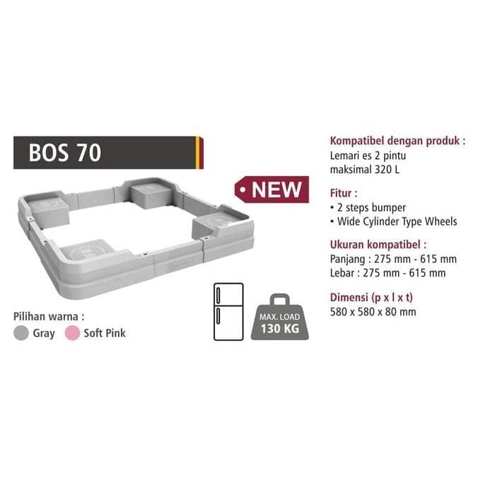 Jual BERVIN BOS-70 Tatakan Dudukan Roda Mesin Cuci Kulkas Abu Abu BOS70 ...