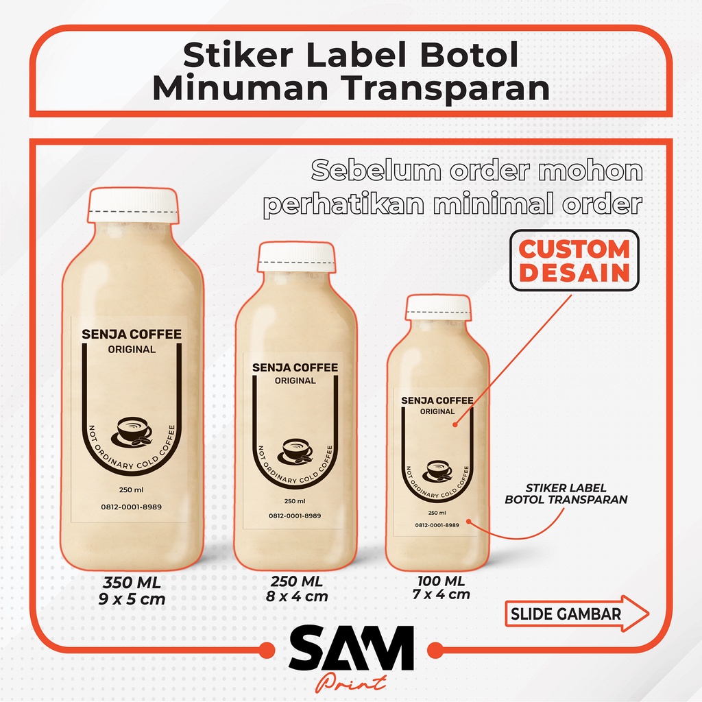 Jual Cetak Stiker Label Botol Kopi TRANSPARAN Label Minuman Label Botol ...