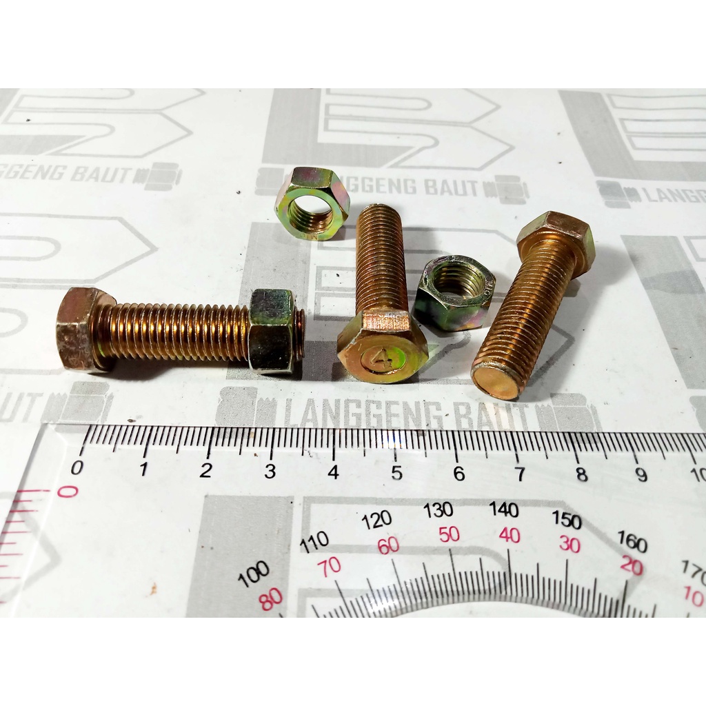 Jual Baut Mur M10 x 35 Kuning / Baut Kunci 14 Panjang 3,5cm BMK M10x35 | Shopee Indonesia