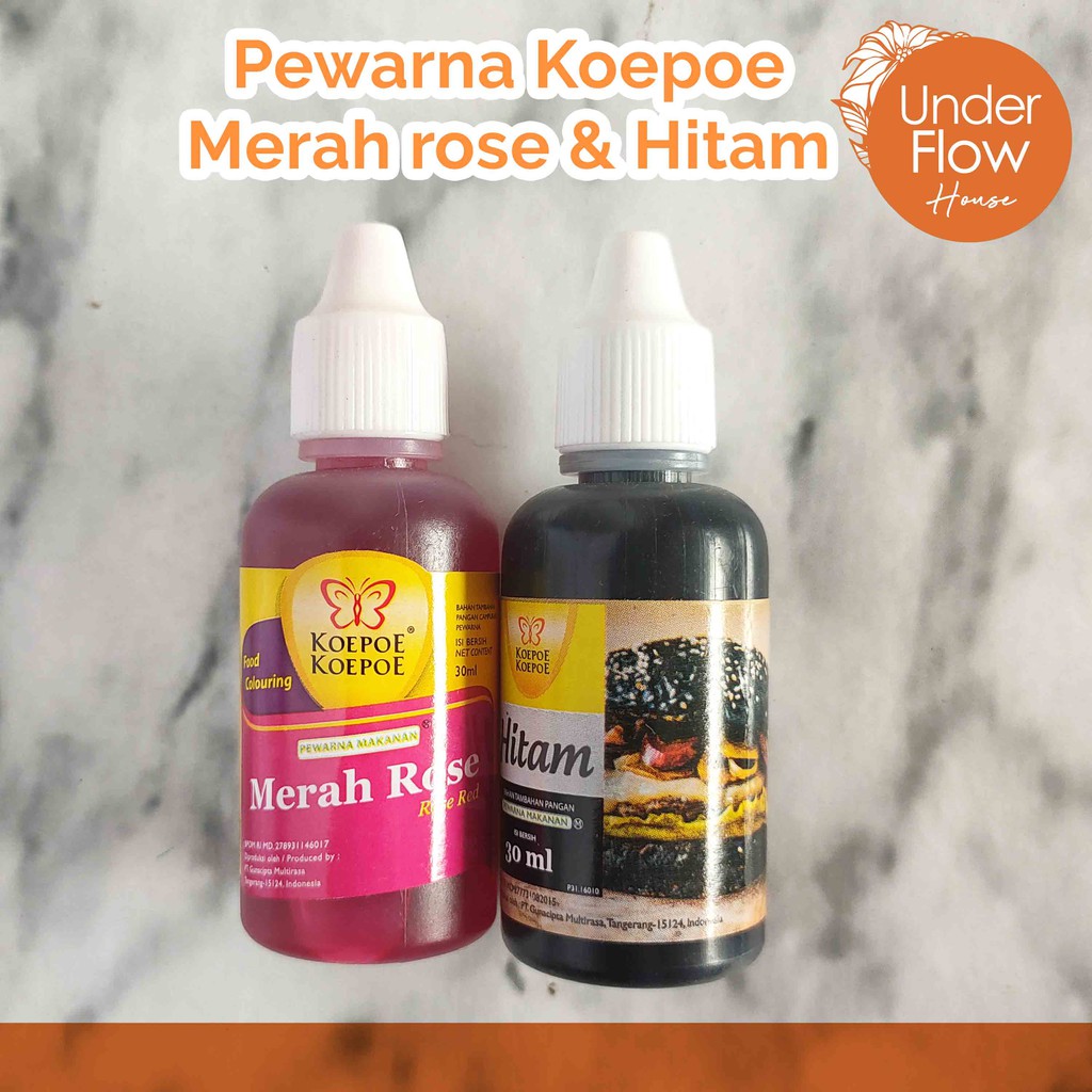 Jual Pewarna makanan koepoe koepoe hitam merah rose 30ml | Black Pink ...