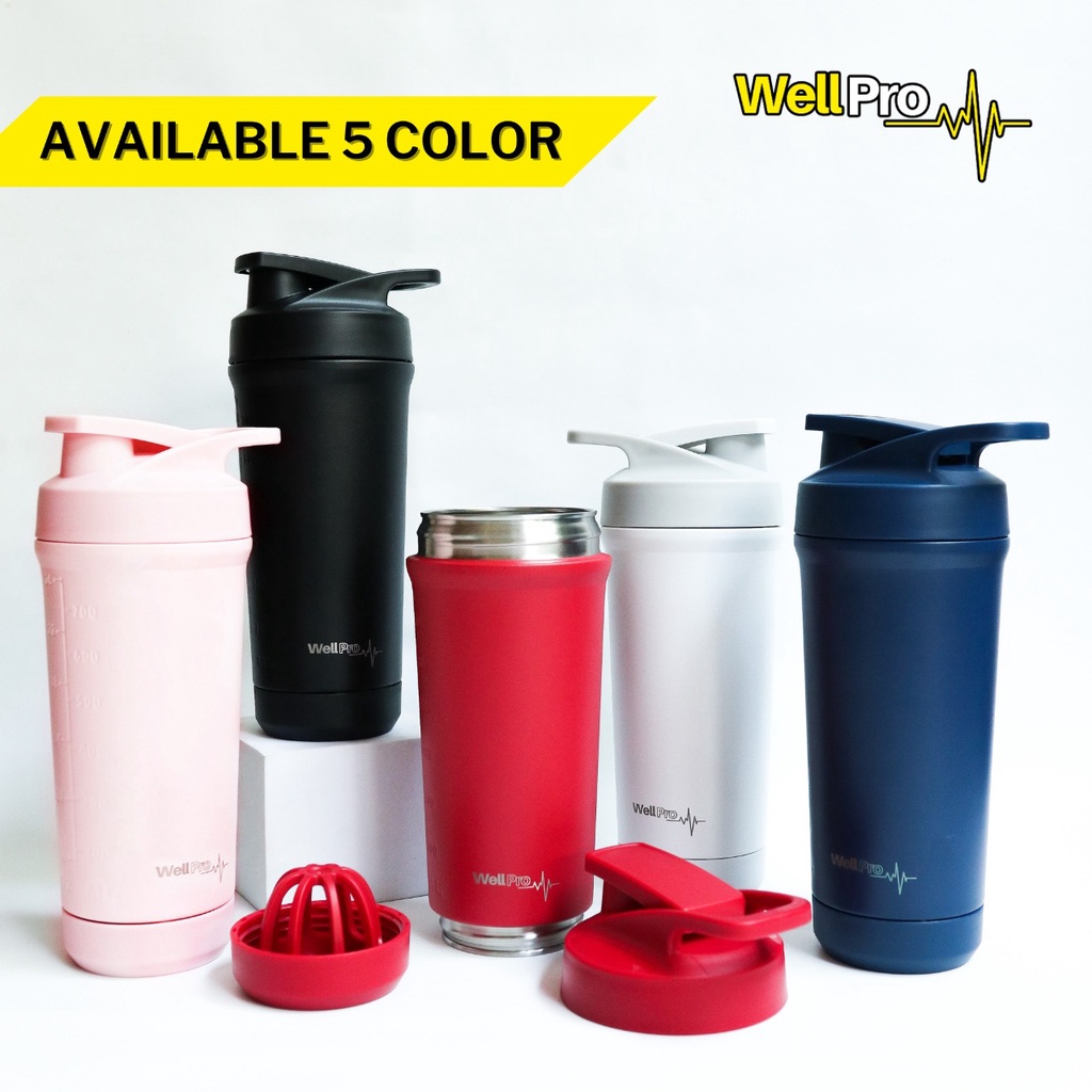 Jual Botol Shaker Stainless Gym Botol Minum Gym Fitness Olahraga 800 ml ...