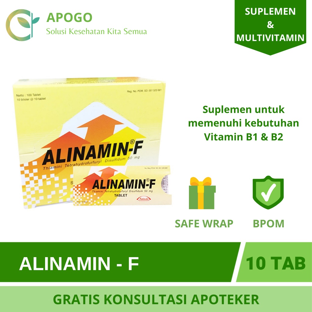 Jual ALINAMIN F MULTIVITAMIN B1 B2 1 STRIP ISI 10 TABLET | Shopee Indonesia