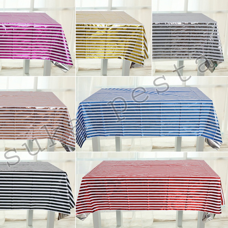 Jual TAPLAK MEJA ULANG TAHUN MOTIF STRIPES / TAPLAK MEJA FOIL ...