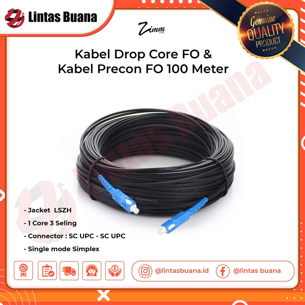 Jual Kabel Drop Core Fiber Optik/Kabel Precon FO 100 Meter | Shopee ...
