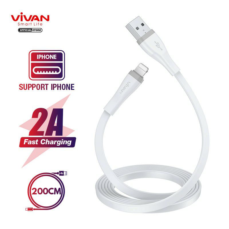 Jual Kabel Data iPhone Lightning 2 METER VIVAN Fast Charging 2A KABEL ...