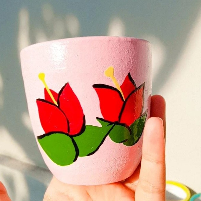 Jual POT LUKIS TANAH LIAT MOTIF 8 CM CLAYPOT GERABAH TANAH LIAT KAKTUS ...