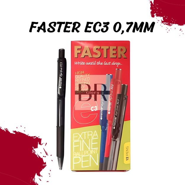 Jual Pulpen Faster EC3 0,7mm - Ballpoint Karet - Pena Klik Anti Kering ...