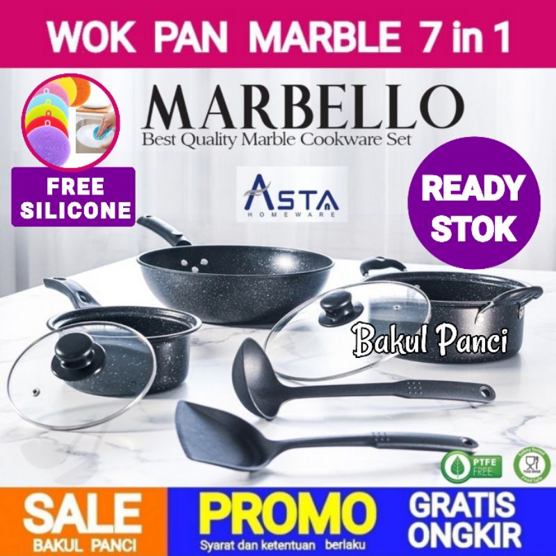 Jual WAJAN PANCI MARBLE - ASTA NEW MARBELLO COOKWARE SET 7 PCS - PANCI ...