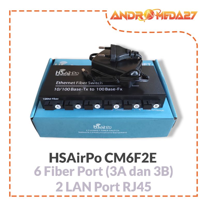 Jual Fiber Switch HS Airpo CM6F2E 6 Fiber 2 LAN POE | Shopee Indonesia