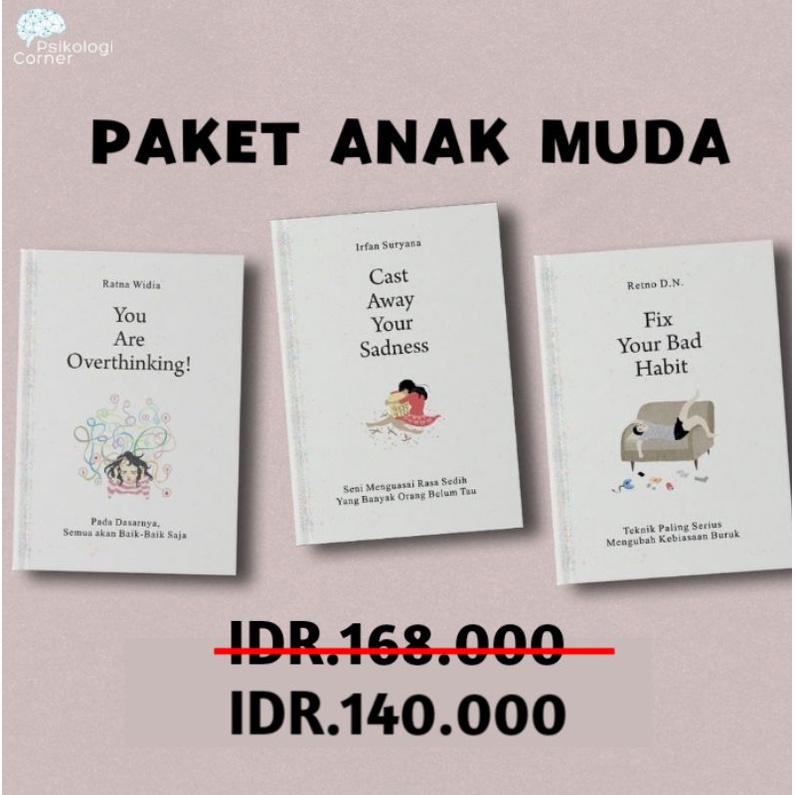 Jual Paket Anak Muda You are overthinking, Cast Away Your Sadness, Fix ...