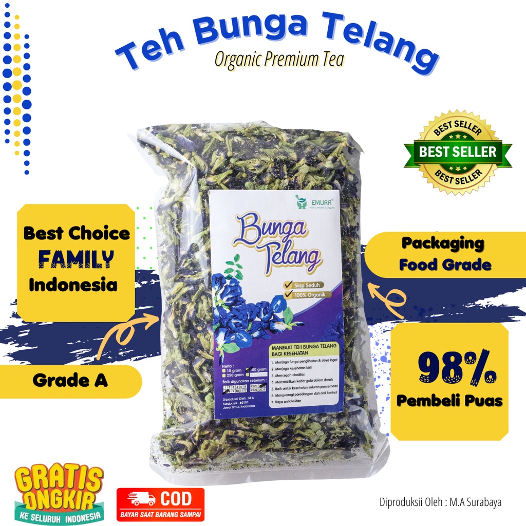 Jual BUNGA TELANG ORGANIK 250 Gr/Teh Bunga Telang Kering/Teh Biru ...