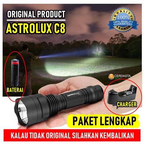 Jual [ Astrolux C8 ] COD ORIGINAL SENTER SOROT XP-L HI 1300Lumens 7 ...