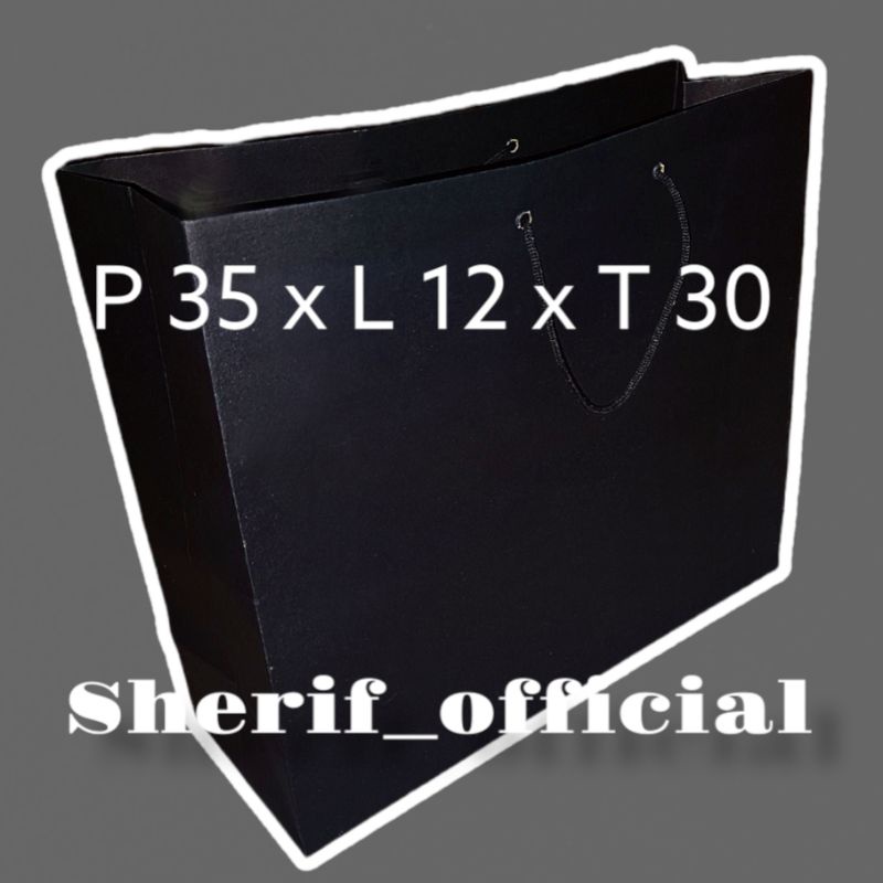 Jual shopping bag 35x30 paperbag hitam polos P35 L12 T30 paper bag hitam shopping bag goodie bag ...