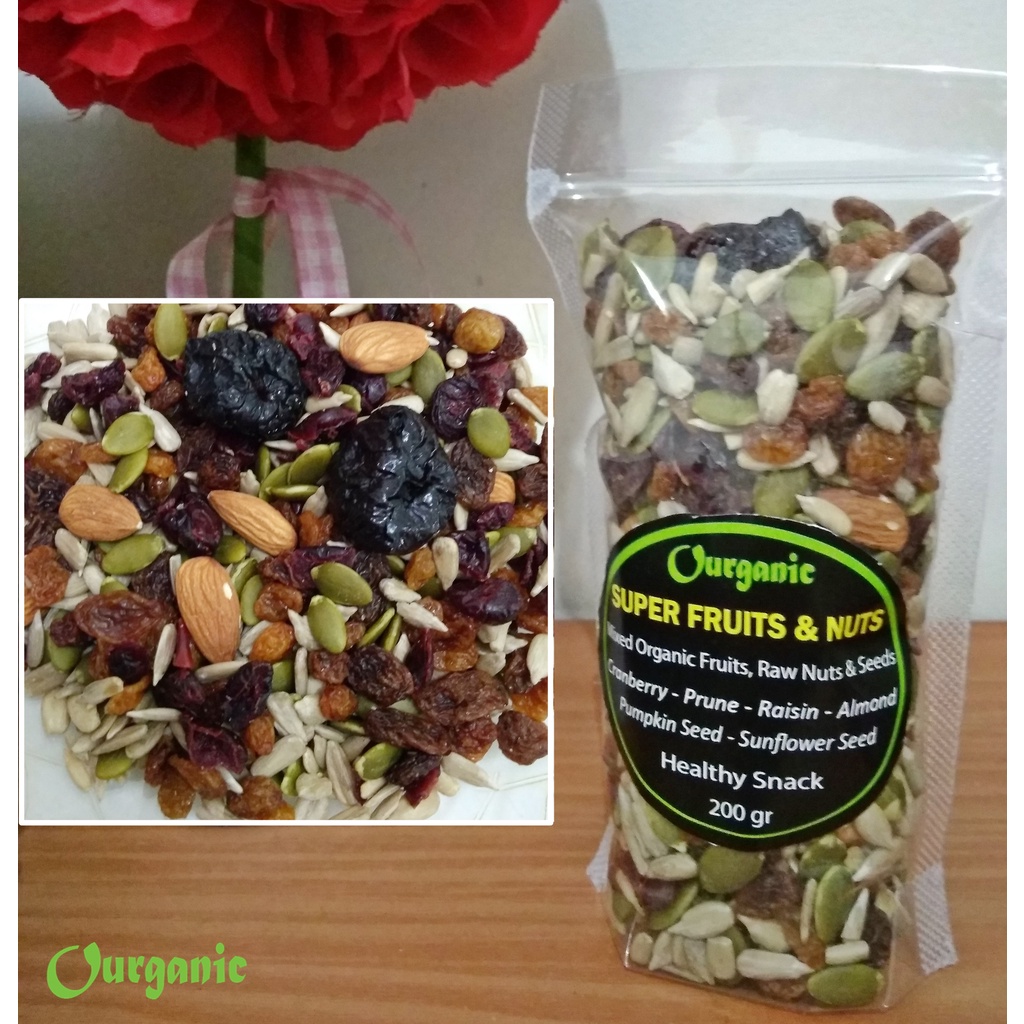 Jual 200 gram - Mix Dried Fruit Nut Seeds - Cranberry Raisin Plum Prune ...