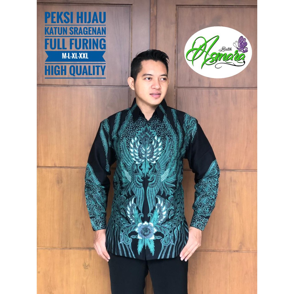 Jual Peksi Hijau Kemeja Batik Pria Lengan Panjang by Batik Asmara ...