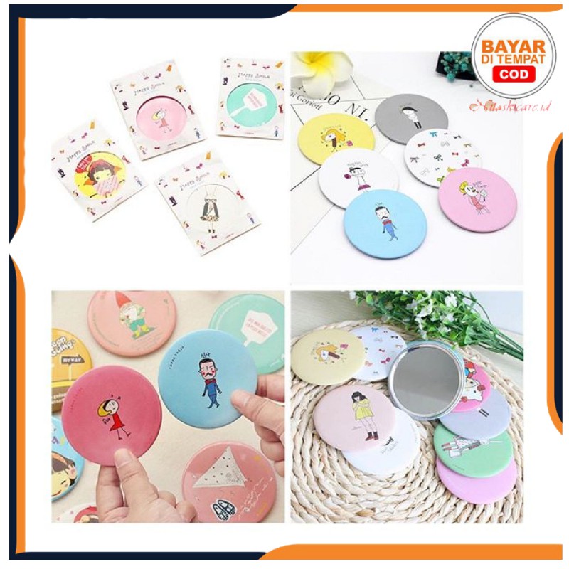 Jual Cermin Kaca Bulat Kecil Dandan Rias Motif Kartun Lucu Kaca Make Up ...