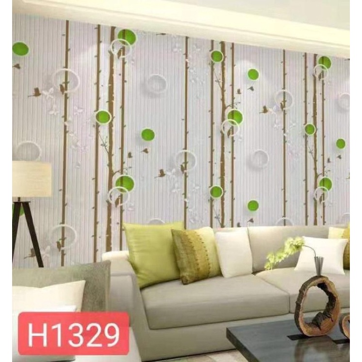 Jual Wallpaper sticker dinding motif salur burung hijau 45cm x10M | Shopee Indonesia