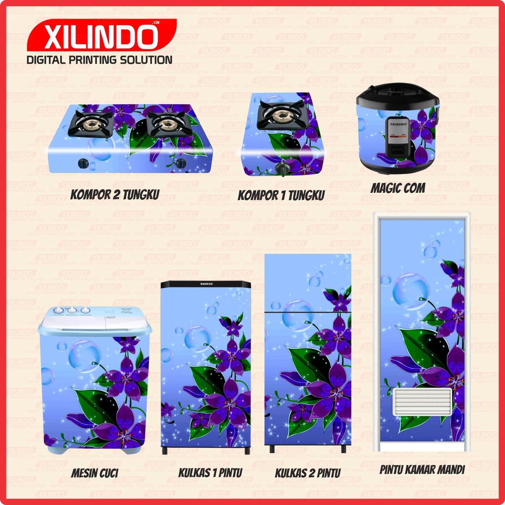 Jual STIKER KULKAS KOMPOR MESIN CUCI AC STICKER MOTIF FLOWER BUNGA UNGU ...