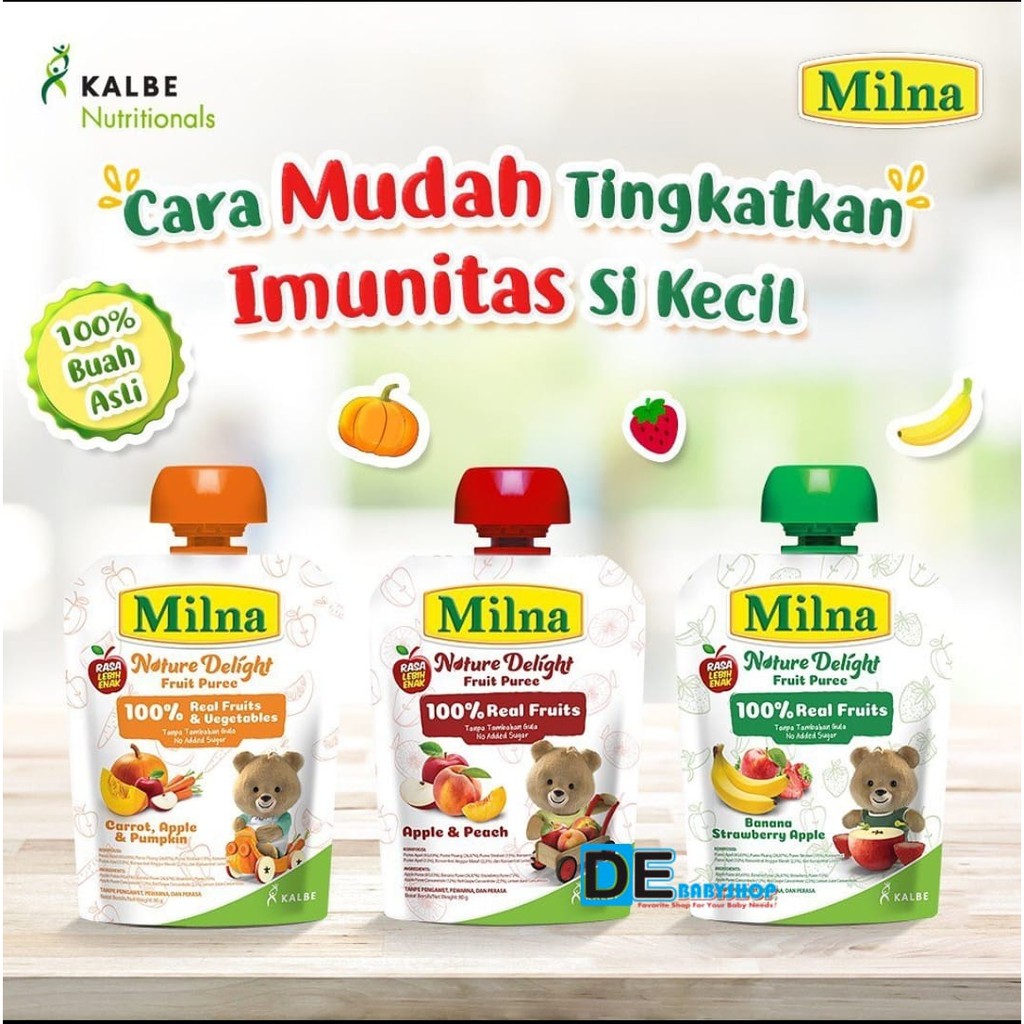 Jual Milna Nature Delight Fruit Pure 80g / Sari buah makanan bayi ...
