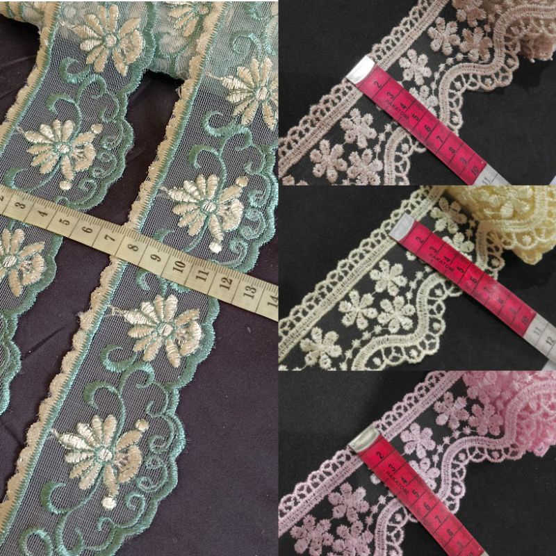 Jual Renda tile Bordir cantik (per50cm) | Shopee Indonesia