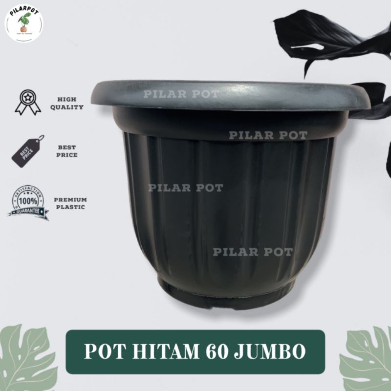 Jual pot bunga tanaman plastik hitam 60cm - JUMBO 60 HITAM | Shopee ...