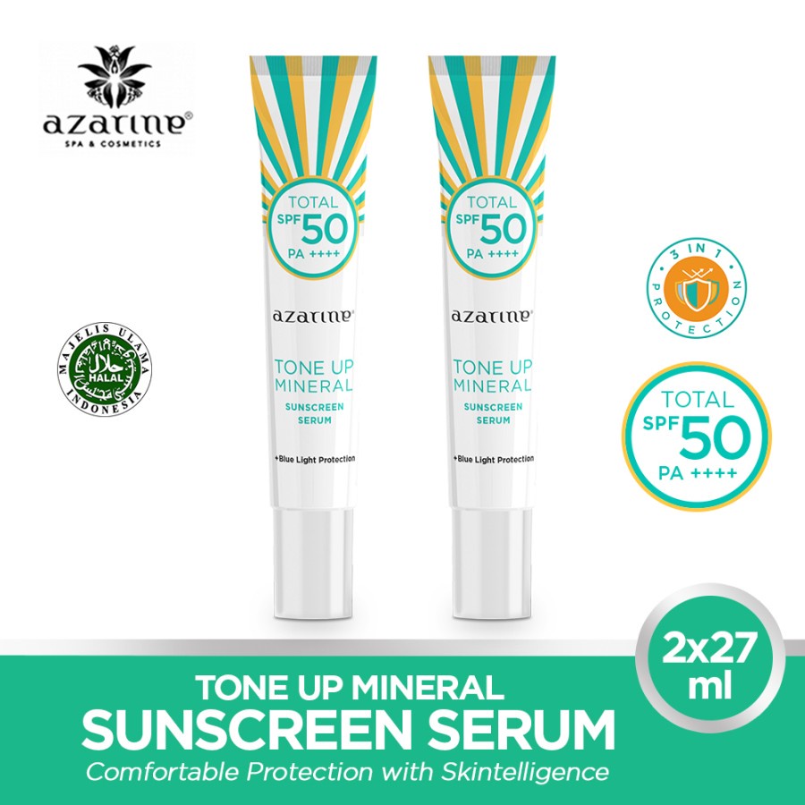 Jual AZARINE TONE UP MINERAL SUNSCREEN SERUM SPF 50 - 27 ml | Shopee ...