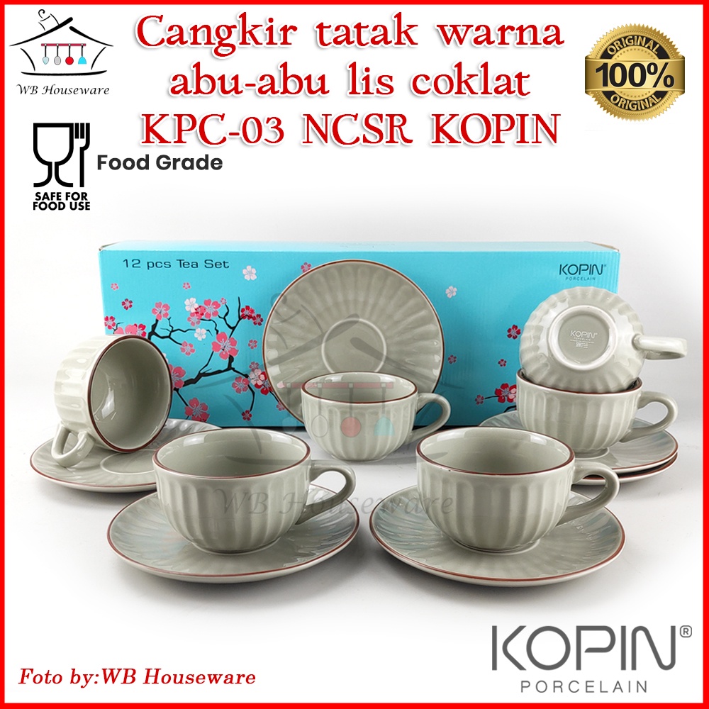 Jual cangkir set 6 pasang grey keramik / coffee tea set cup and saucer ...