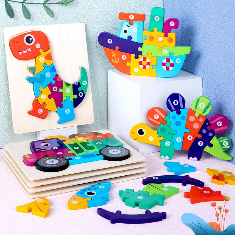 Jual wooden chunky puzzle with number / puzzle kayu anak | Shopee Indonesia